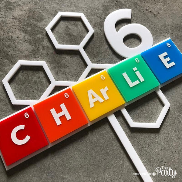 Customised science themed cake topper – The Party